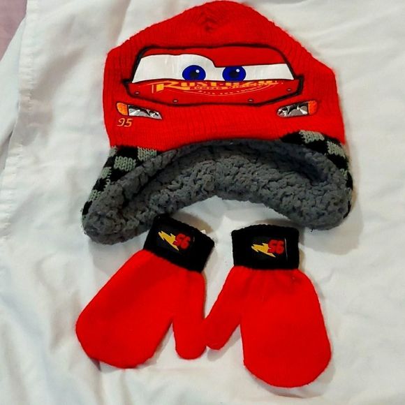 Disney | Accessories | Disney Pixar Cars Beanie And Mittensgloves ...